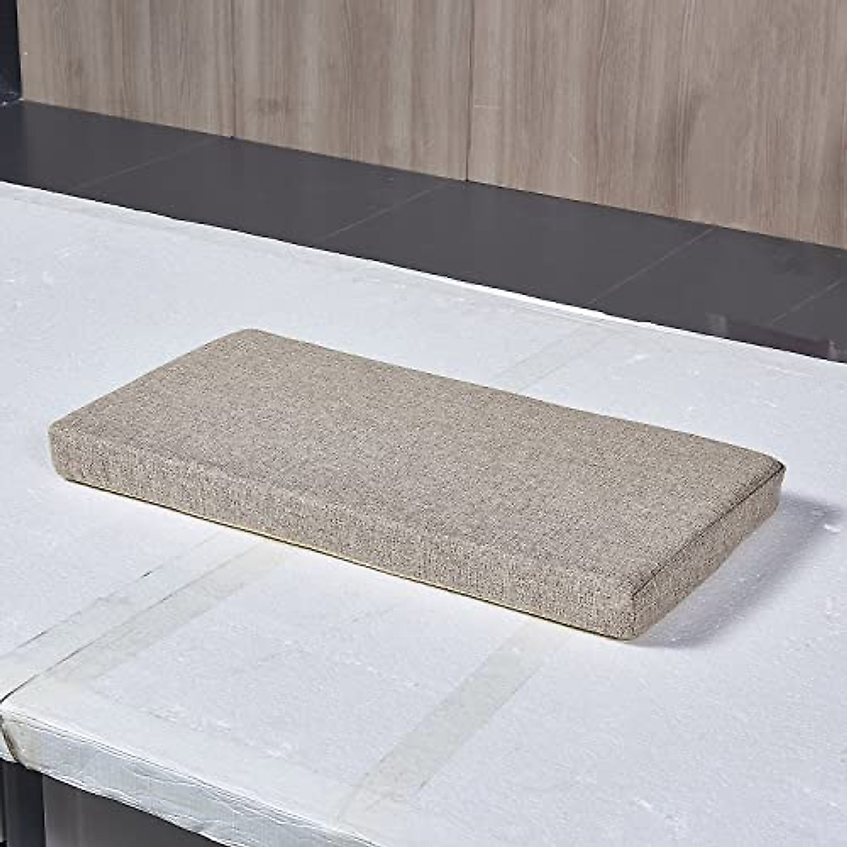 MICUSHION 36 x 14 inch Piano Bench Cushion for Indoor Shoe Storage Non Slip Picnic Bench Pad for Kitchen Dining Table Seat, Light Brown