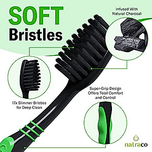natraco Charcoal Bulk Toothbrushes Individually Wrapped - Deep Clean Charcoal Infused Soft Bristle – Multi Colored Tooth Brush with Covers - for Travel, Kids, Family, Dental Care Etc. 100 Count