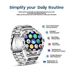 Smart Watches for Men, Smartwatches with Bluetooth Voice Call, 1.32" Touchscreen Smart Watch for Android iOS with Heart Rate/Sleep Monitor/20 Sports, IP67 Waterproof Split Screen Fitness Watch, Silver