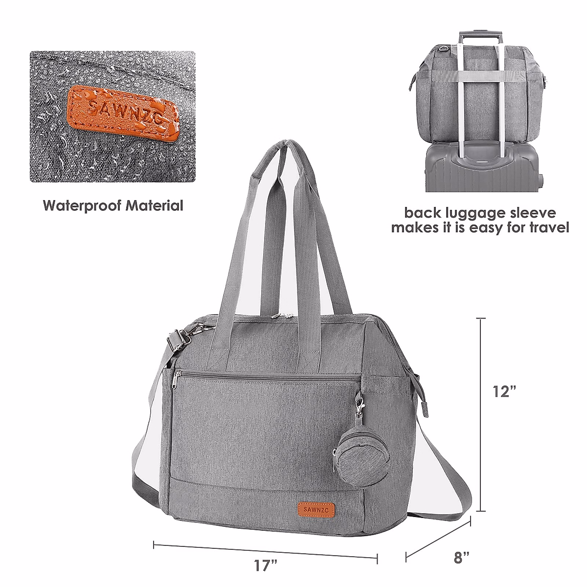 SAWNZC Large Diaper Bag Tote, Maternity Bag Travel Diaper Tote for Mom Dad, Multifunction Baby Bag for Boys Girls