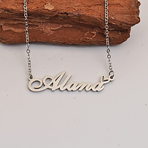 RONKAH Logan Custom Personalized Name Necklace with Heart Plated Customized Pendant Necklace Jewelry for Women Christmas Valentine's Day Birthday New year Mother's Day Silver