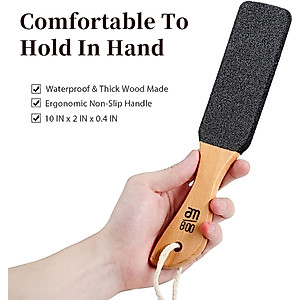Pumice Stone Foot File (2-Pack), Wooden Handle Foot Scrubber & Callus Remover for Dry, Rough Skin and Corns Pedicure