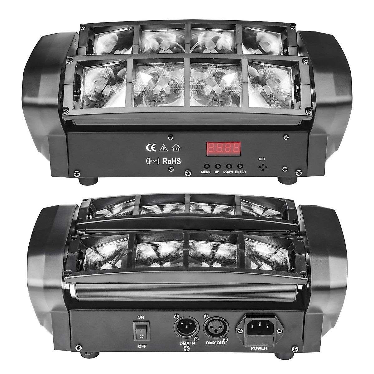 Moving Head Dj Lights Sound Activated Lights for Dj, RGBW LED Beam Spider Lights for Disco