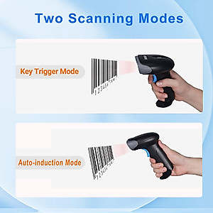 Rabitpos 1D 2D QR Barcode Scanner Wireless, Handheld Cordless Bar Codes Reader with 2000mAh Battery for Mobile Payment, Convenience Store, Supermarket, Warehouse Inventory