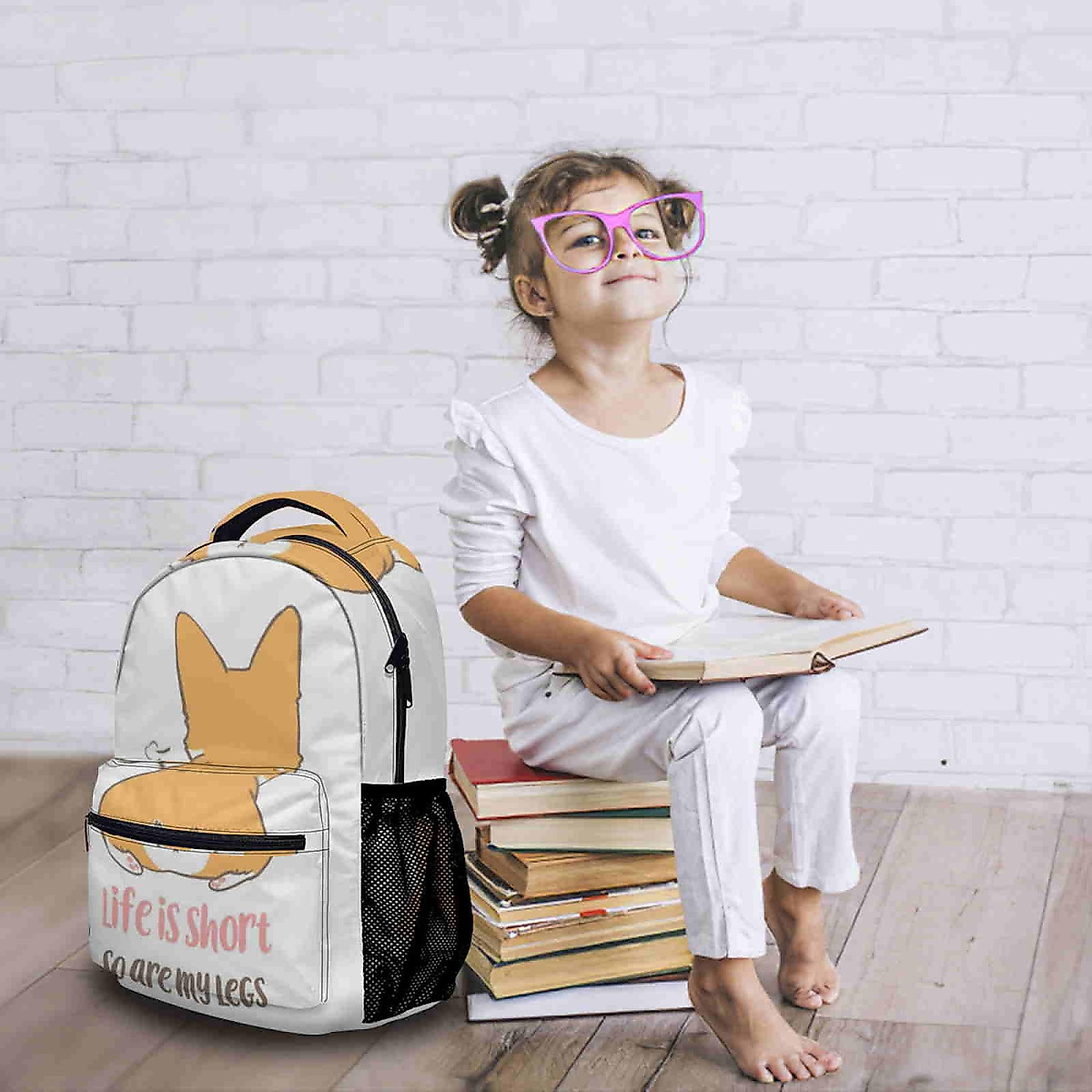 Imiss Welsh Corgi Backpack for Girls Boys with Multi-Pockets | School Bookbag Daypack Travel Bag