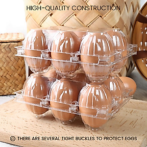 HANSGO Clear Egg Cartons Bulk, Half Dozen Eggs Storage Containers for Home Ranch Chicken Farm Market Display, 60 PCS