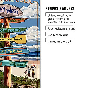 Lantern Press 6x9 Inch Wood Sign, Ready to Hang Wall Decor, Key West, Florida, Conch Republic, Destination Signs,