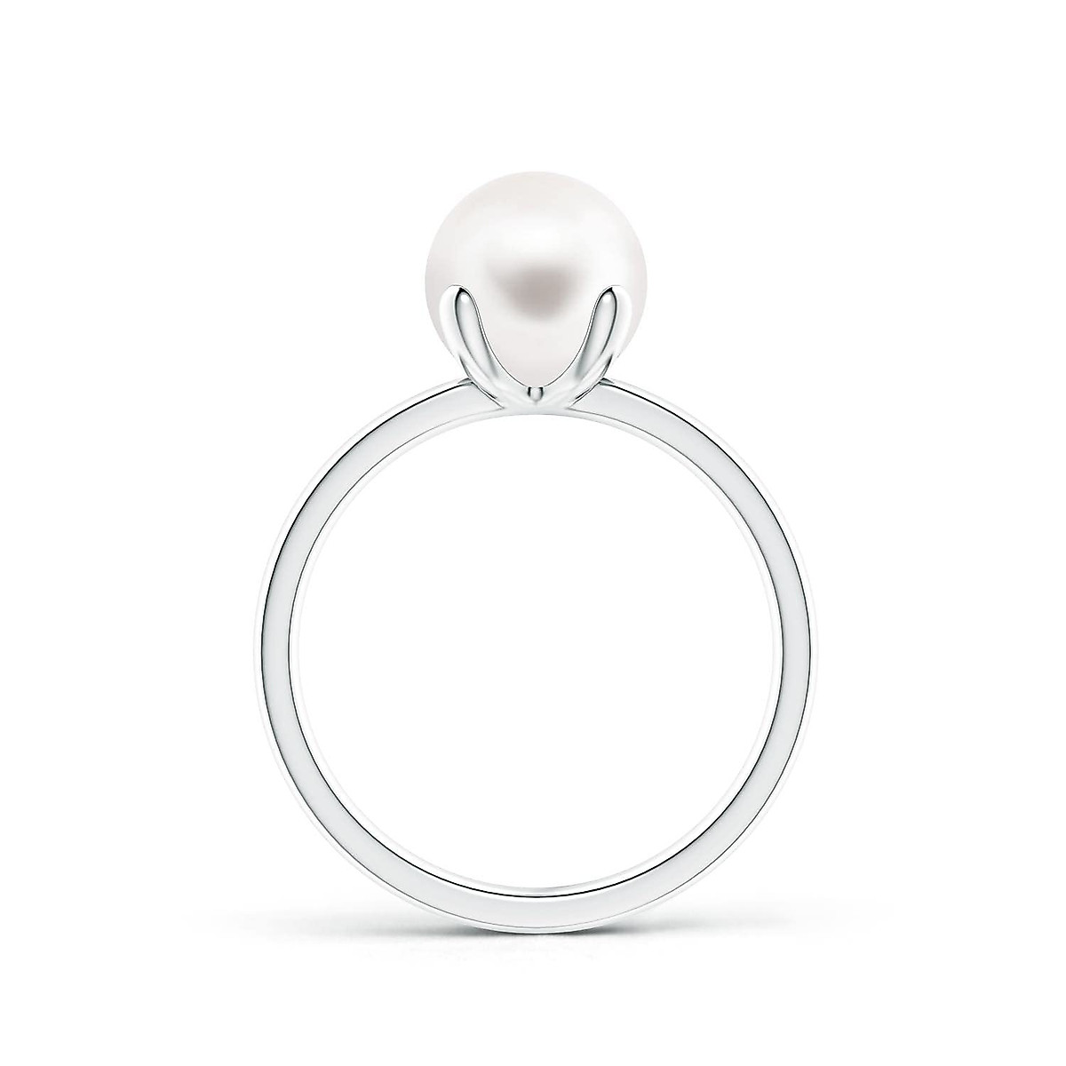 Angara June Birthstone - Classic Solitaire Freshwater Pearl Ring in Silver (8mm)