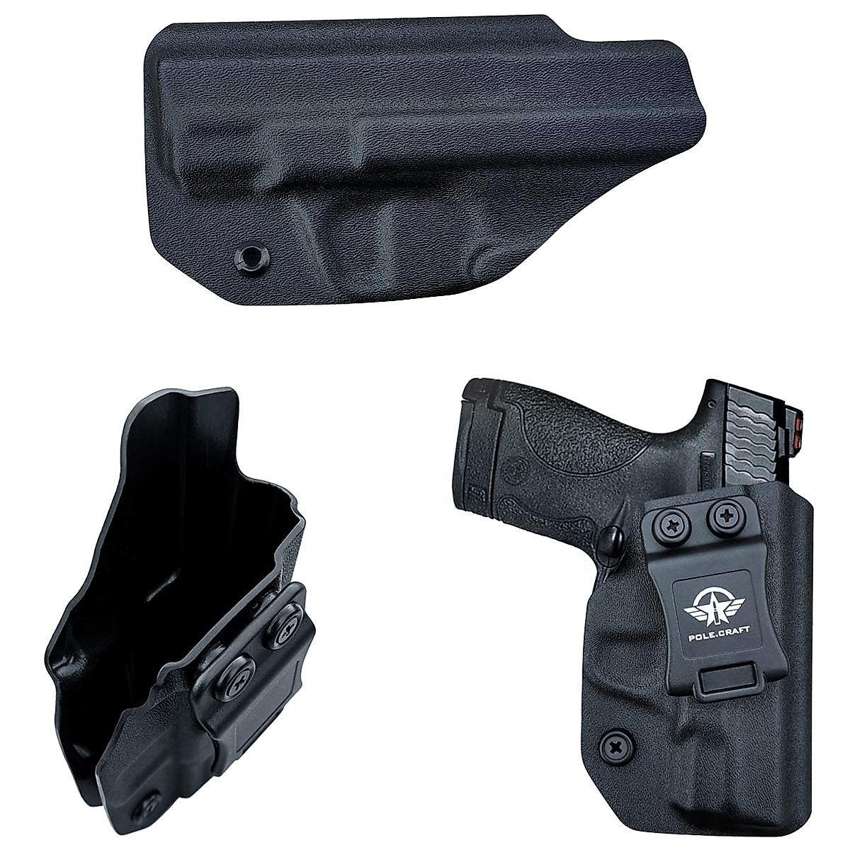 POLE.CRAFT M&P Shield 9mm Holster IWB Kydex for Smith & Wesson M&P Shield 9mm .40 3.1" Barrel S&W Pistol Case, Inside Waistband Holster M&P Shield 9mm 40, Right Hand Draw