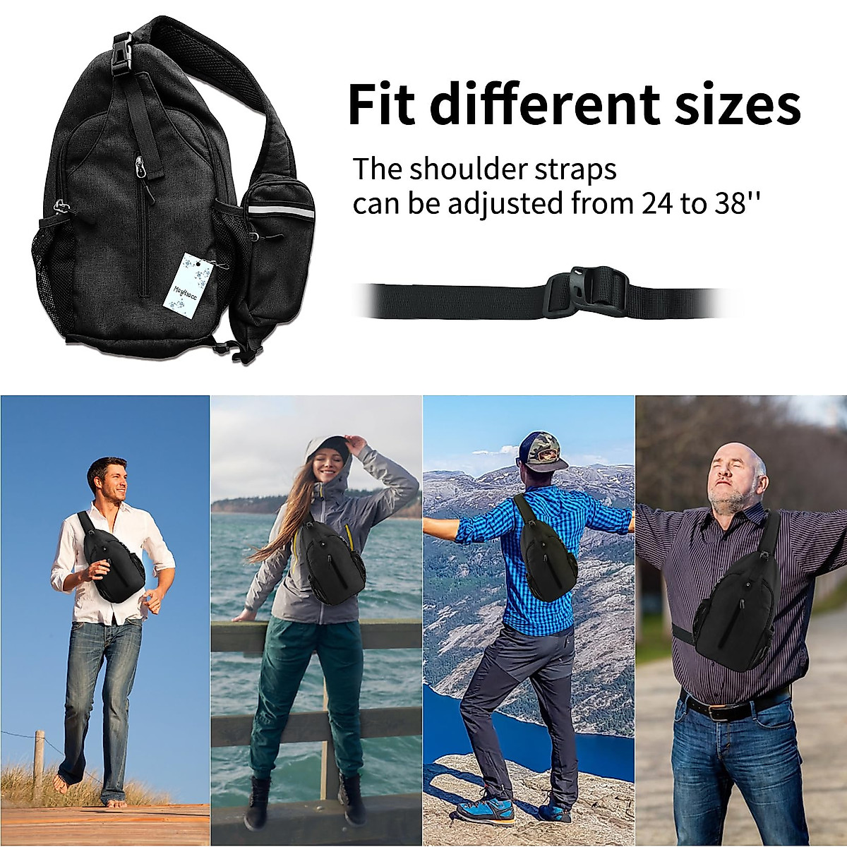 MAYLISACC Sling Backpack, Crossbody Sling Bag, Lightweight Shoulder backpack, Chest bag, Hiking Daybag for Biking, Cycling Walking （black）