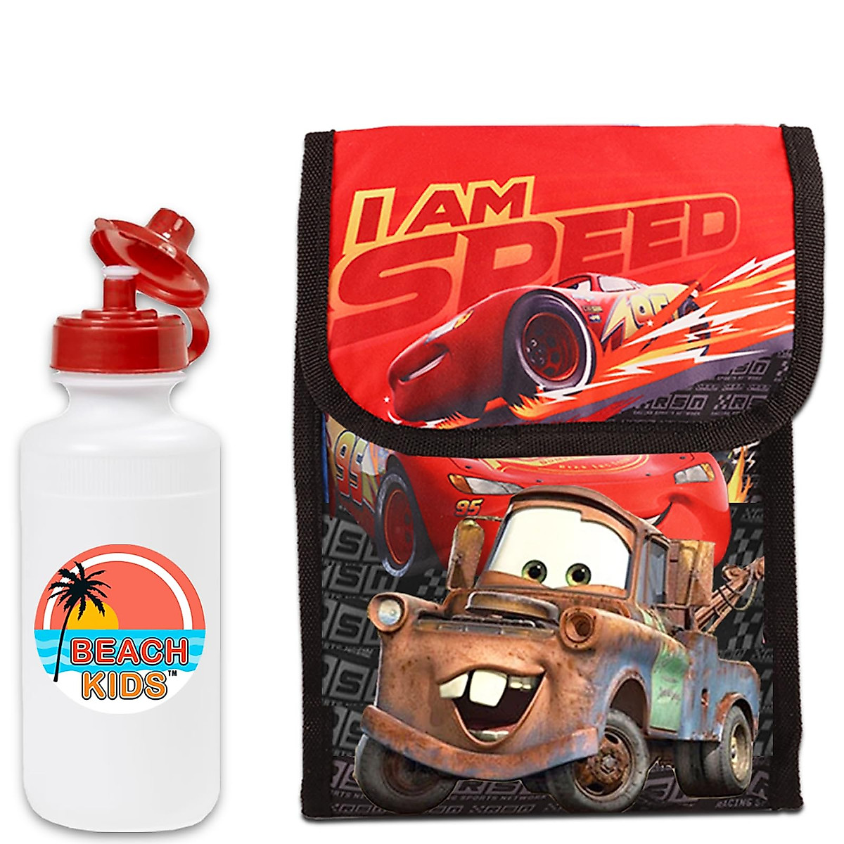 Walt Disney Studio Cars Backpack School Set for Boys, Kids Bundle with Deluxe 15 Inch Lightning McQueen Bag, 200+ Stickers, and More (Disney Supplies), lunch, lunch