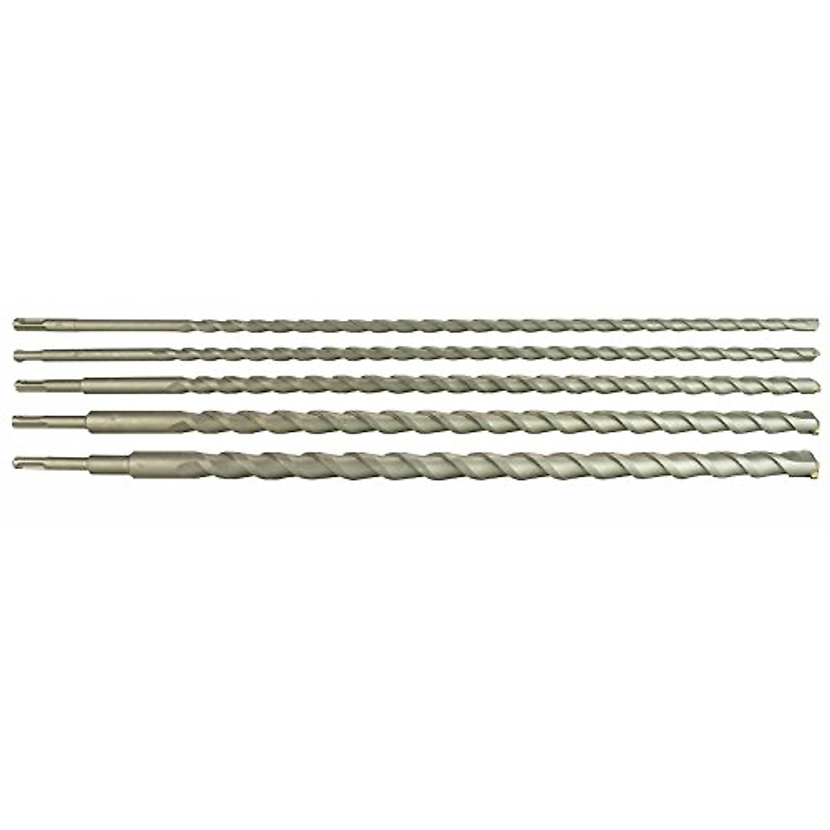 Erie Tools 5 Piece 24" SDS Masonry Drill Bit Set fits Milwaukee Hilti Bosch Tungsten Carbide Tip 3/8", 1/2", 5/8", 7/8" & 1"