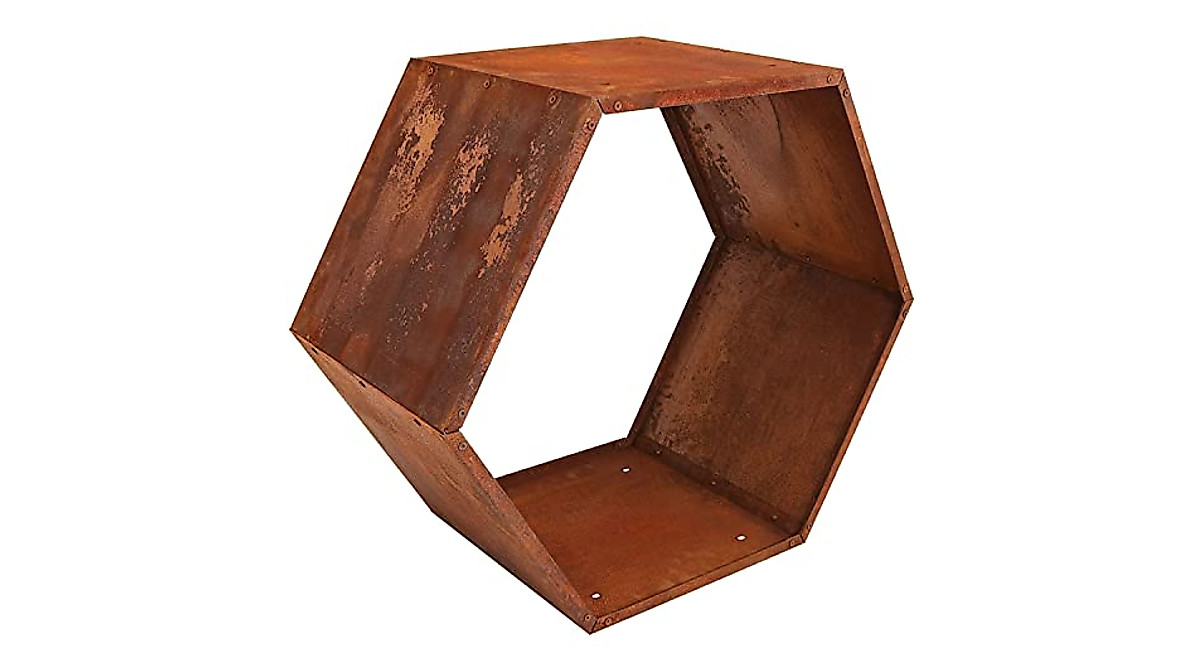 Sunnydaze Hexagon Firewood Log Rack for Outdoors - Heavy Duty Steel