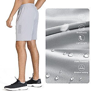 NORTHYARD Men's Athletic Running Shorts Quick Dry Workout Shorts 7"/ 5"/ 9" Lightweight Sports Gym Basketball Shorts Hiking Exercise Grey M