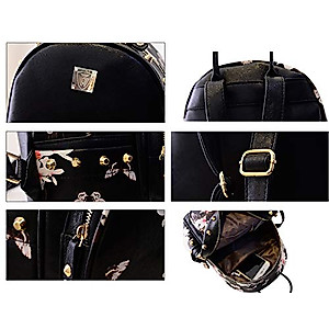 American Shield Girls Mini Cute Waterproof butterfly Backpack Small Casual Lightweight Women Fashion Light Black Leather Daypack 651, Black