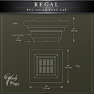 Classy Caps SL078W PVC Regal Solar Post Cap, 4" x 4", White