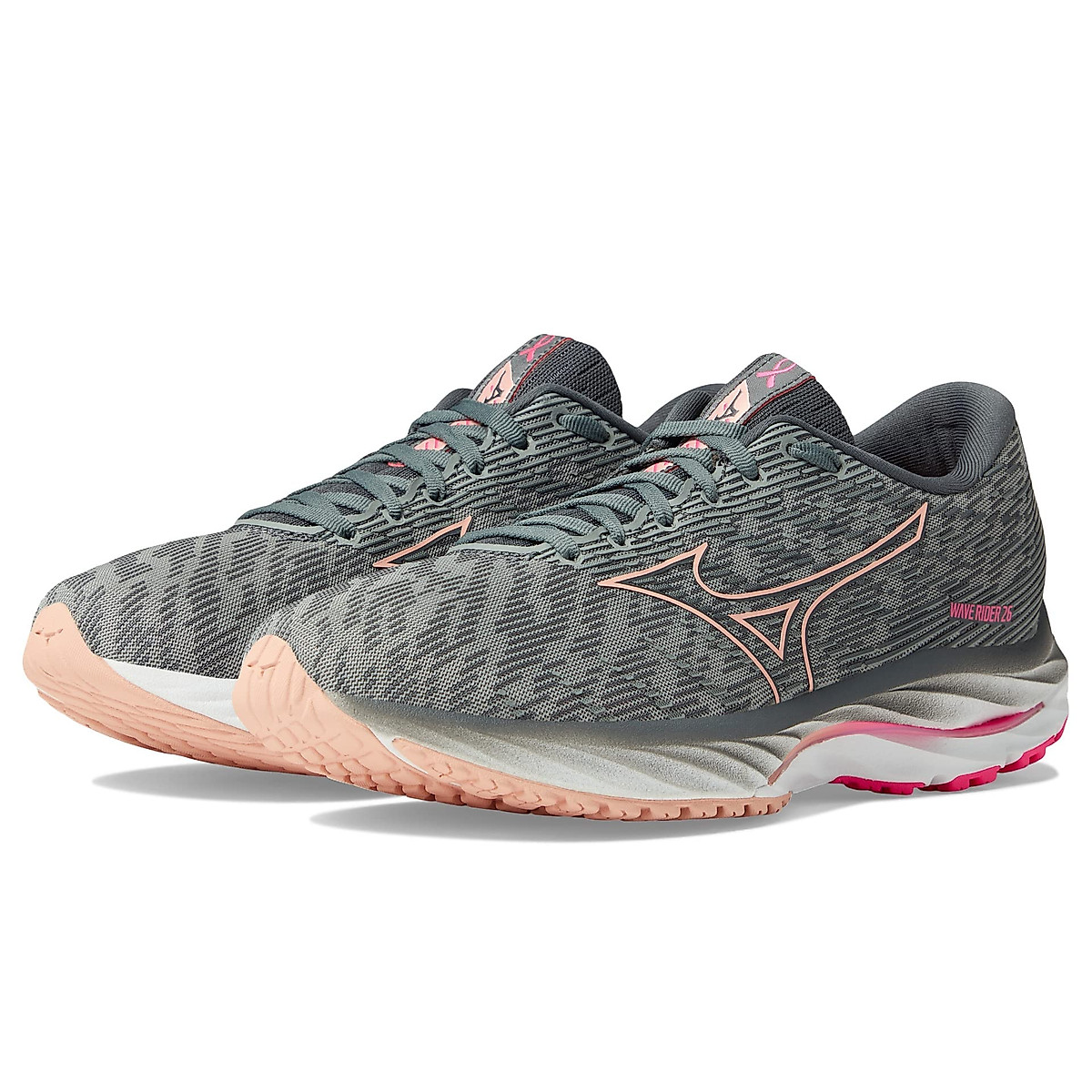 Mizuno Wave Rider 26 Project Zero Ultimate Grey/Peach Bud Women's 10 B (M)
