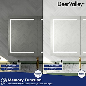 Deer Valley 48" W x 32" H Lighted Medicine Cabinet with Mirror, Led Medicine Cabinet Mirror for Bathroom with Defogger & 3-Color Dimmable, Wall Mounted Mirrored Medicine Cabinet with Lights