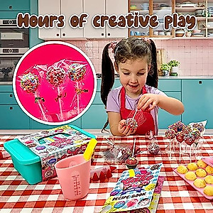 GirlZone Cake Pop Craze Kit, Kids Baking Set for Kids Ages 10-12 with Cake Pop Mold, Cake Pop Kit Stand, Cake Pop Gift Bags and Decorating Pen, Awesome Baking Gifts for Kids and Cakepops Molds Set