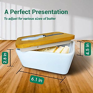 Xabono Butter Dish with Lid and Knife, Perfect Kitchen Decor, Ideal Kitchen Gifts for Families Butter Container with Knife, Fridge, Microwave and Dishwasher Resistant