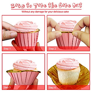 Tobeso Cupcake Liners for Baking | Muffin Liners Paper Cupcake Wrappers Cake Baking Cup Liners Standard Size 50pcs Little Pink Baking Cups for Bakery, Christmas, Wedding, Festival, Birthday Party