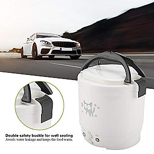 Omabeta Portable Rice Cooker for Travel Mini 12V 100W 1L Electric Portable Multifunctional Rice Cooker Food Steamer for Cars Can be Used As Electric Lunch Box(white)