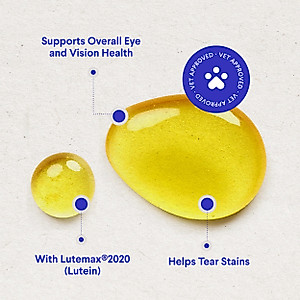 Premium Eye Supplement For Dogs – Tear Stain Supplement For Dogs, Eyes, Vision & Macular Health - Eye Support for Dogs with Lutein, Zeaxanthin, Astaxanthin & Omegas - All Ages, Sizes & Breeds – 2oz