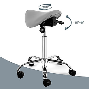 Fromann Ergonomic Backless Rolling Saddle Stool Home Office Chair with Adjustable Height and Tilt with Wheels