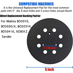 5 Inch 8 Hole Hook and Loop Replacement Sanding Pad for Makita BO5010, BO5030K, BO5031K, BO5041K Sander Backing Pad- 1 Pack