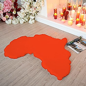 Lith African Map Faux Rabbit Fur Area Rug & Throw - Client Call It Impactful Gift- Soft Plush Luxurious Chair Couch Sofa Bed Cover or Nursery Floor - 3x3 ft (Orange)