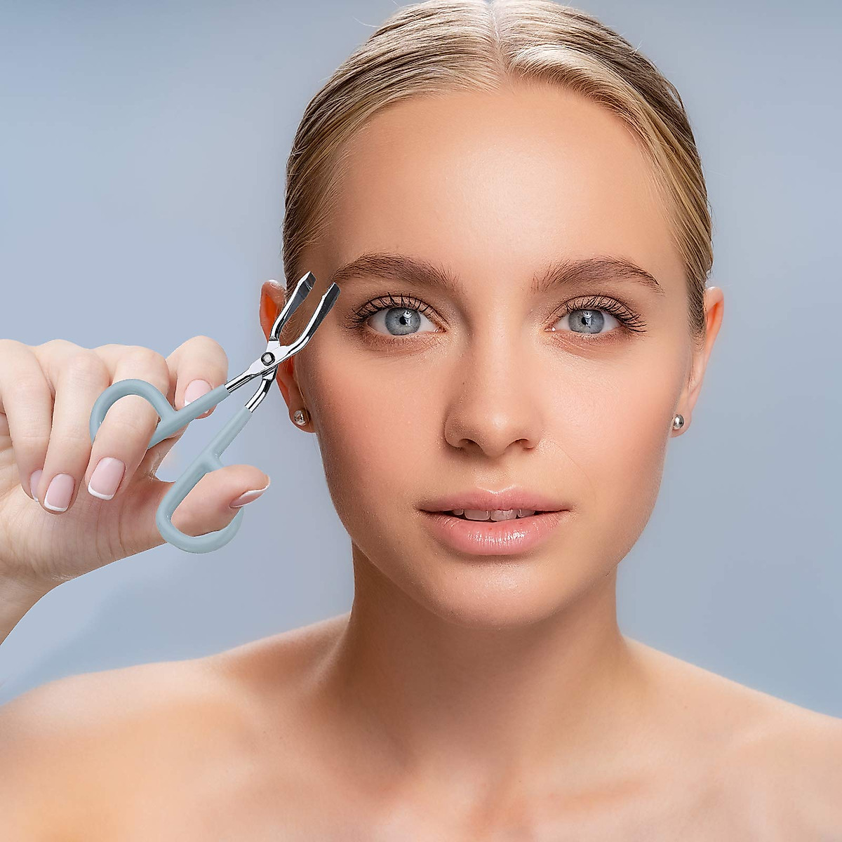 Maitys 6 Pcs Stainless Steel Eyebrow Scissors Tweezers Handle Shaped Tweezers Clip, Flat Straight Tip Brow Hair Plucker Remover Facial Hair Eyebrows Care Men Women, 3 Colors