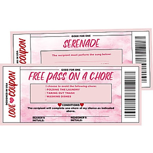 Love Voucher Cards for Him and Her - Romantic Gift for Birthdays, Anniversaries, Valentine's Day - 18 Unique Watercolor Themed Cards