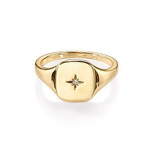 PAVOI 21C-R03 Signet Ring (Yellow Gold, 9)