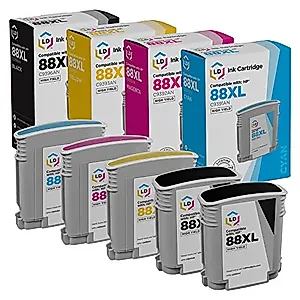 LD Products Remanufactured Ink Cartridge Replacement for HP 88XL High Yield (2 Black, 1 Cyan, 1 Magenta, 1 Yellow, 5-Pack)