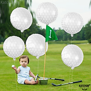 KatchOn, Huge Golf Balloons for Golf Party - 18 Inch | Golf Ball Balloons for Hole In One Birthday Decorations | Golf Balloon arch for Golf Birthday Party Decorations | Masters Golf Party Decorations