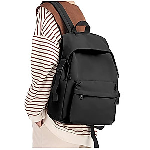 Black Backpack for Teens Girls Boys, Cute Backpack for Middle High School College Bookbag Small Travel Backpack Waterproof Lightweight Backpacks Casual Daypack for Women Men Fits 15.6 Inch Laptop