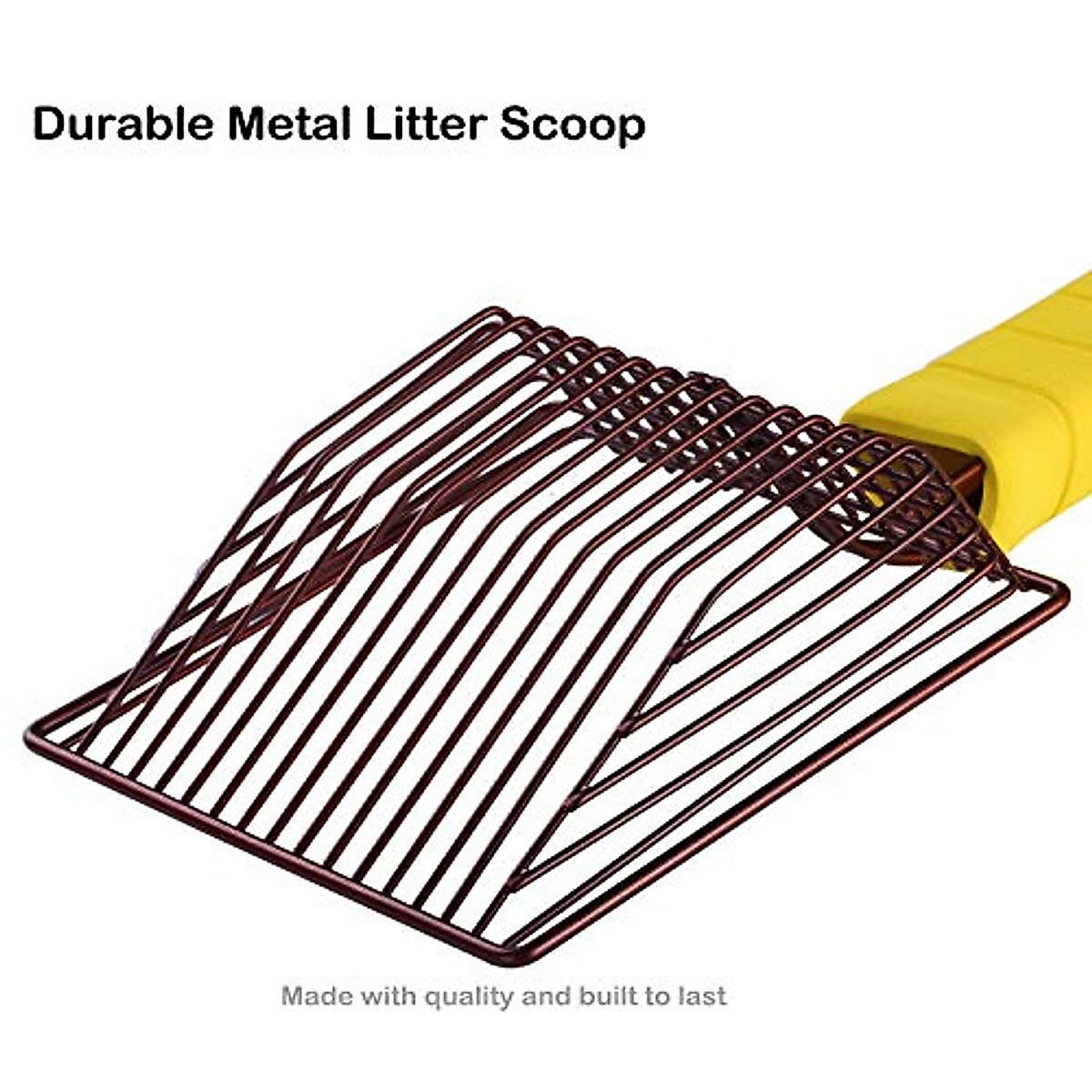 Lxmons Cat Litter Scoop, Steel Metal Scooper with Deep Shovel and Long Foam Handle for Kitty Litter Box, Soft Pet Sifter, Comfy Poop Sifting, Pooper Lifter, Durable and Heavy Duty, Bronze Finish