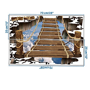 SuperDuo 3D Broken Wall Flame Bridge Home Room Floor Decor Volcano Rope Bridge Art Floor Decals Floor Flame & Lava Mountain Bridge Wallpaper Wall Stickers for Teen Kids Living Room Decor