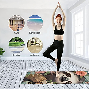 GOODOLD Funny Sloth Yoga Mat, 71 x 26 Inch Non-slip Yoga Mats Folding Travel Exercise Mat Indoor Outdoor Gym Pilates with Storage Bag for Women Men