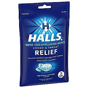 HALLS Relief Mentho-Lyptus Cough Drops, 30 Drops