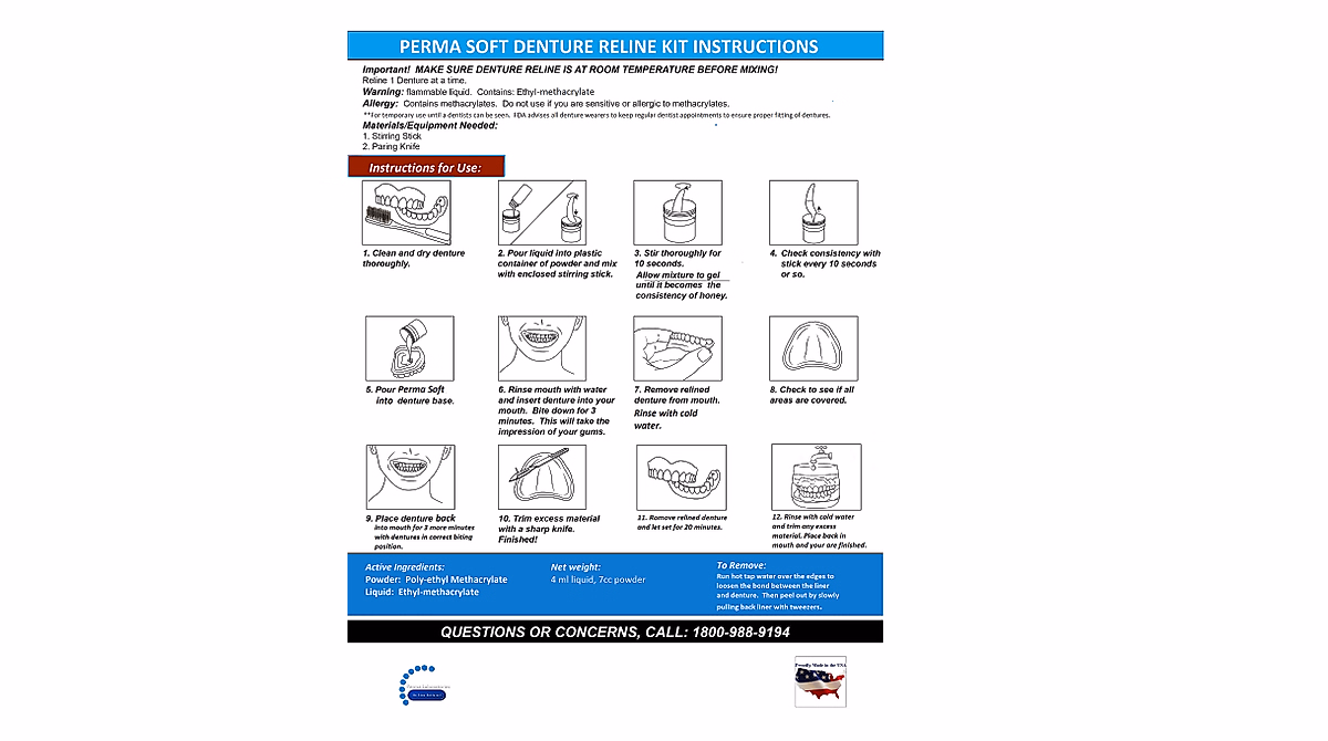 Perma Soft Denture Reliner Kit for Comfortable, Long-Lasting Fit