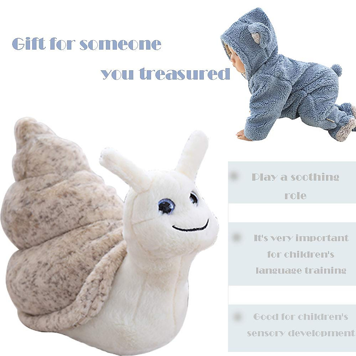 CHELEI2019 7" Plush Snail Stuffed Animal,Cute Soft Sleeping Snail Plush Toy Gifts for Kids