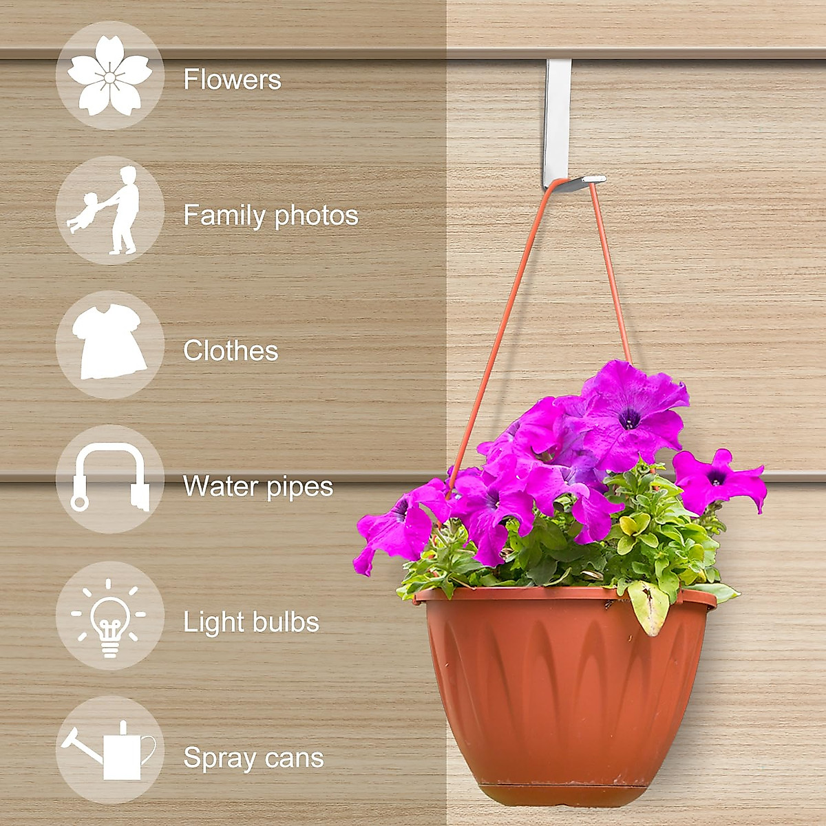 NQEUEPN 8pcs Siding Hook, Aluminum Alloy Hooks Without Require Drilling Siding Hooks for Hanging Outdoor Hooks for Fiber Cement Board Siding Vinyl No Hole Clips(Installation Tool Included)