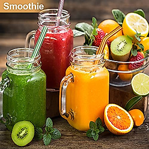 Reusable Glass Straws, 10mm Glass Drinking Straws, 6 Bent 6 Straight with 2 Cleaning Brushes, Non-Toxic, BPA Free Glass Straws for Beverages, Shakes, Milk Tea, Juices (Multicolor)