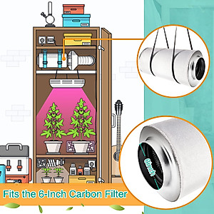 Tatuo 2 Pieces 6 inch Carbon Prefilter for 6 inch Carbon Filter Carbon Air Filter Cotton CoverHome Kitchen Office, 15.9 x 13.8 Inches