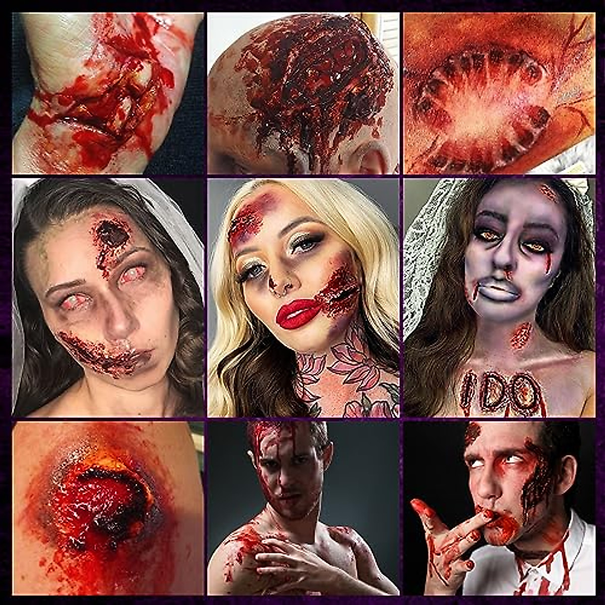 Liquid Latex Makeup Kit - White & Flesh, Blood Spray, Dripping & Gel Blood, Zombie Makeup for Wounds