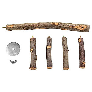 Bird Perch Nature Apple Hard Wood Stand, Parrot Stand Toy Branch Platform Paw Grinding Stick for Small Parakeets Cockatiels Conures Parrots Love Birds Finches Cage Accessories (Set 1)