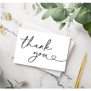 Thank You Card - 50 Pieces - 25 Cards and Envelopes - Everyday Thank You Cards - All Occasion Thank You Cards - Wedding Cards - Bridal Shower Cards - Baby Shower Cards - Birthday Cards - Heart
