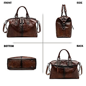 Women Genuine Leather Handbags vintage purses Top Handle Satchel and tote Crossbody Shoulder bags (Vintage Coffee)