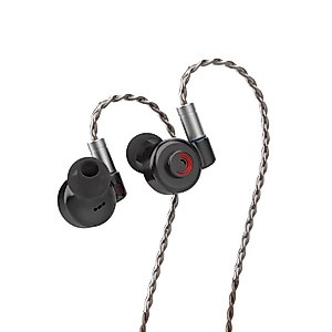 LETSHUOER D13 Custom 13mm Dynamic Driver in-Ear Monitor, DLC Diaphragm HiFi in-Ear Earphone IEMs with Dual Cavity Design (Black, 4.4mm)